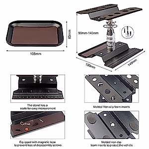 AIMROCK RC Car Repair Work Stand 360° Rotation Lift/Lower 520P RC Screw Fastener Box 4P RC Hex Screwdriver Tool Kit for 1/8 Buggy 1/10 1/12 1/16 RC Drift Car Monster Truck Crawler (Black)