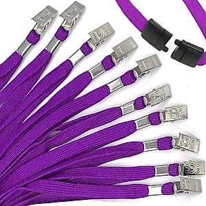 Ollain Lanyard with Safety Breakaway Buckle 50 Pack Lanyards Badge Clip Bulk Flat Lanyards for Id Badges Name tag (Purple)