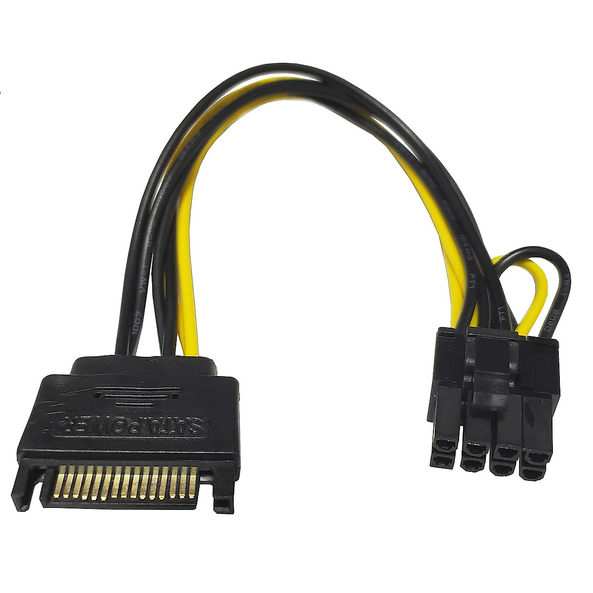 Traovien PCI Express Power Cable,15 Pin SATA Male to 8 Pin (6+2 Pin) PCI Express Female Video Card Power Adapter Cable(15CM/6inch 2Pcs)