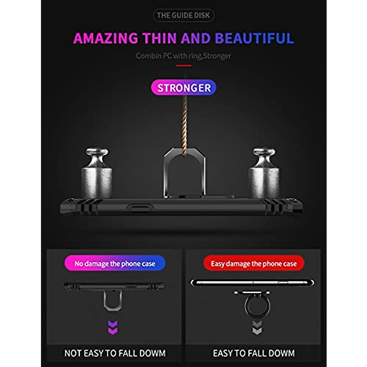 Samsung Note 9 Phone Case, Galaxy Note 9 Case with 3D PET Screen Protector, Androgate Military-Grade Ring Holder Kickstand Car Mount 15ft Drop Tested Shockproof Cover Case for Galaxy Note 9, Black