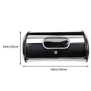 Tofficu Bread Storage Container Metal Bread Box Stainless Steel Roll Top Bread Bin Modern Bread Storage Holder Food Keeper Container Organizer with Lid for Kitchen Dining Metal Bread Box Roll Top