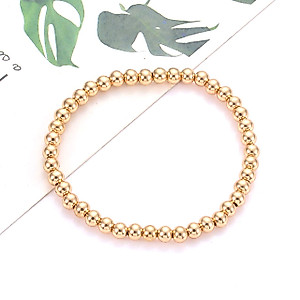 CEALXHENY Ball Bead Bracelets for Women Brass Bead Ball Chain Stretch Bracelets MAMA Letter Bangle Bracelets Gold Layering Bracelet Set Mother’s Day Thanksgiving Gifts (Letter MAMA)