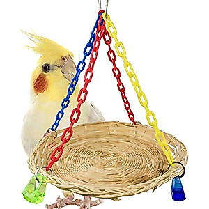 Bonka Bird Toys 1186 Flat Basket Swing Cages Parrot Natural Cockatiel Parakeet Quality Product Hand Made in The USA