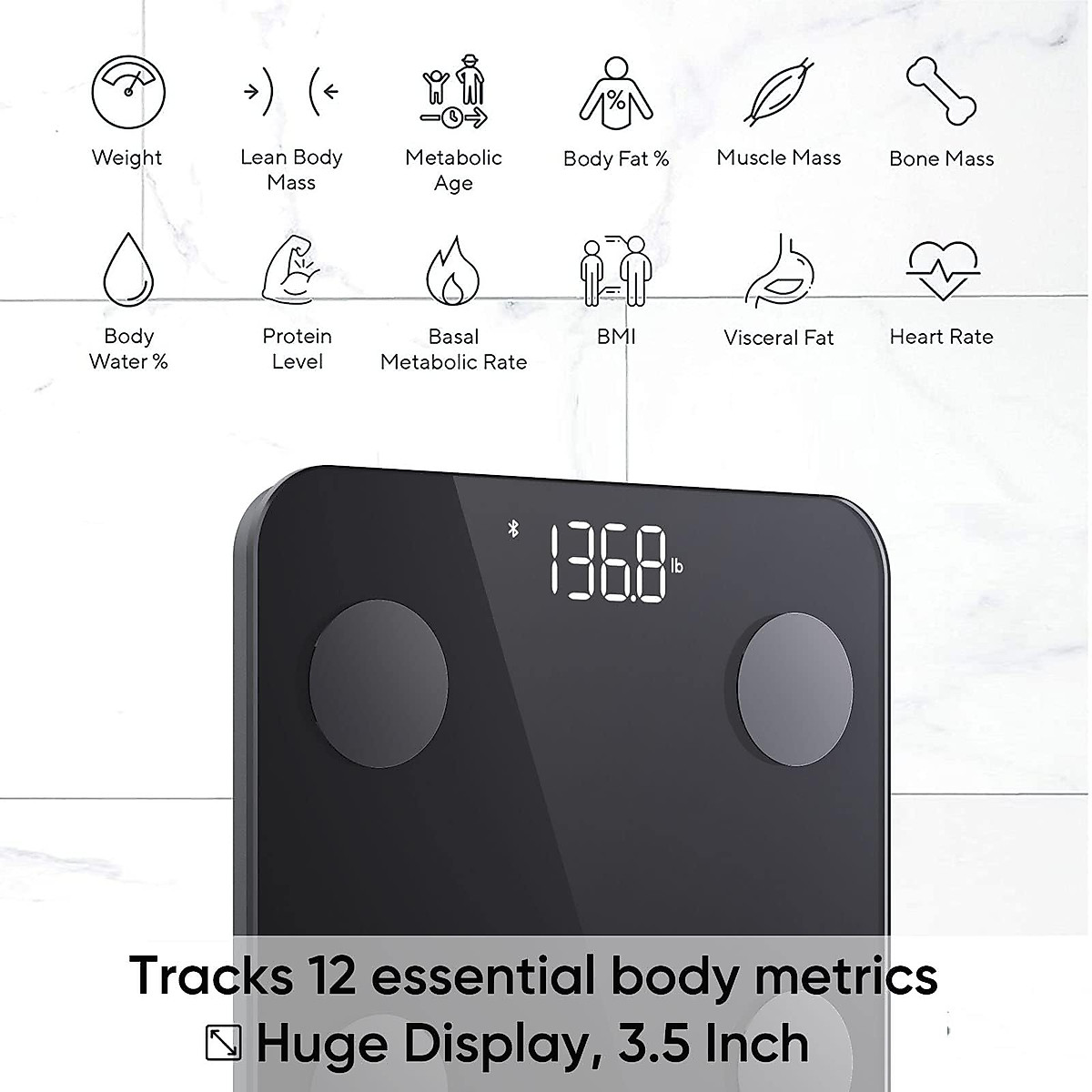 Wyze Smart Scale for Body Weight and Fat, FSA HSA Eligible, Digital Bathroom Scale, Weighing Machine for People's Muscle BMI, Bluetooth Electronic Body Composition Monitor, 400lb