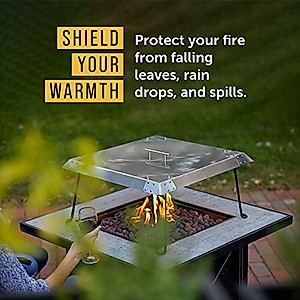 Maplefield Fire Pit Heat Deflector - All-in-One Heat Deflector and Fire Pit Cover - Perfect for Home Firepits, Gazebo, Patio, and More - Weather-Resistant Fireplace Cover
