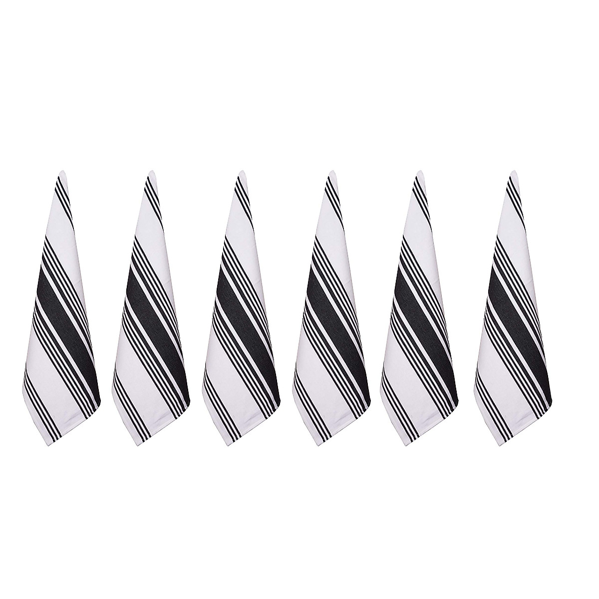 Urban Villa Kitchen Towels 100% Cotton Pack of 6, Highly Absorbent Quick Drying Super Soft Premium Dish Towels for Kitchen with Hanging Loop Hand & Tea Towels - 20x30 Inch, (Black & White, Striped)