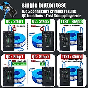 NOYAFA NF-468CS Network Cable Tester Telephone & Continuity Tester Ethernet Cable Mapper for RJ45/RJ11/RJ12/CAT5/CAT6/POE Test UTP/STP Network Test Tool (Black)
