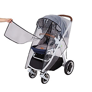 Hrzeem Stroller Rain Cover Universal Size Waterproof Windproof EVA The Weather Shield with Eye Screen(Black)