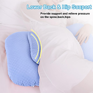 Pregnancy Pillows for Sleeping, Soft Maternity Body Pillow for Side Sleeper, Support for Back, Legs, Belly, Adjustable Travel Pregnant Women Pillow (Blue)