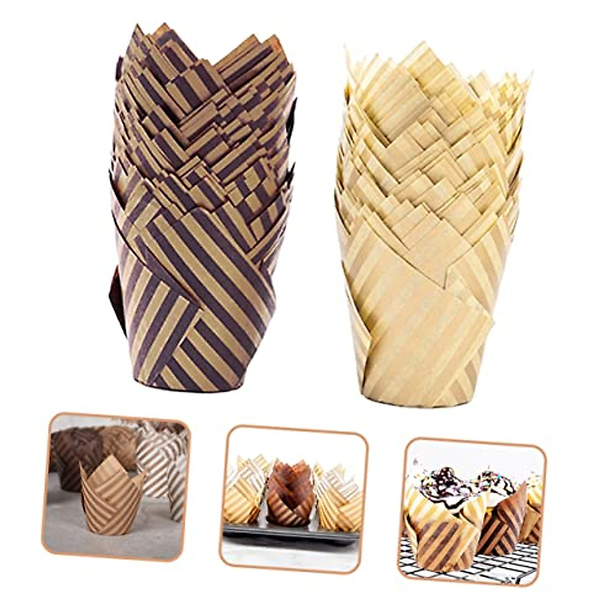 UPKOCH 200pcs Cuake Party Design Dark Shower Tulip Wrappers Liners Wedding Shop Paper Liner Dessert Baking for Greaseproof Decoration Birthday Portable Muffin Cake and New Cases