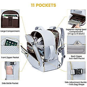 LOVEVOOK Travel Laptop Backpack for Women, 40L Large Carry On Backpack Flight Approved,Waterproof Backpacks with 3 Packing Cubes, Daypack Business College Weekender Overnight Back Pack, Light Blue