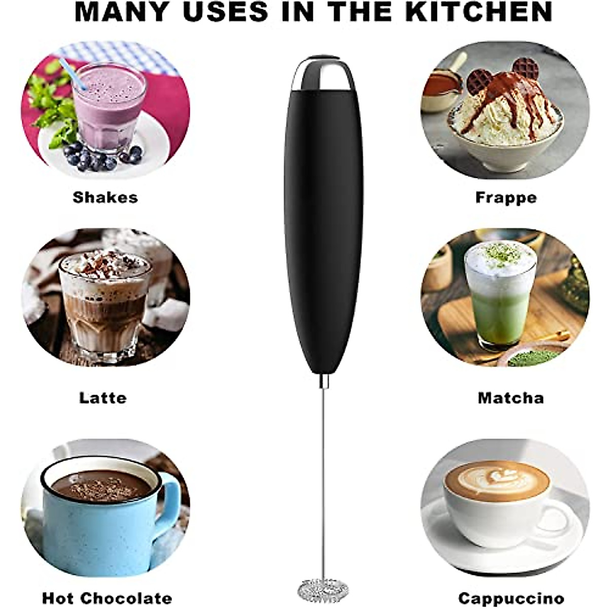 Milk Frother, Upgraded Titanium Motor Handheld Frother Electric Whisk,Hand Mixer, Frother for Coffee, Milk Foamer, Hand Mixer, Frother for Coffee, Lattes, Frother for Frappe, Latte, Matcha, No Stand