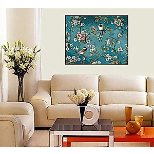 YXQSED [Framless] DIY Oil Painting Paint by Number Kit for Adult Kids-Linen Material-Like Birds in The Branches 16x20 Inch