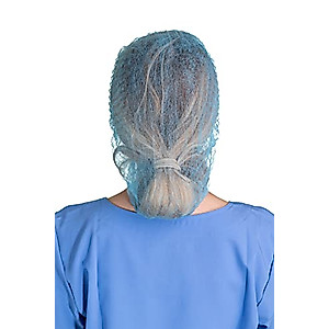 Disposable Bouffant Caps | 24 Inch | Blue | 100 Pack | Head Covers | Hair Nets