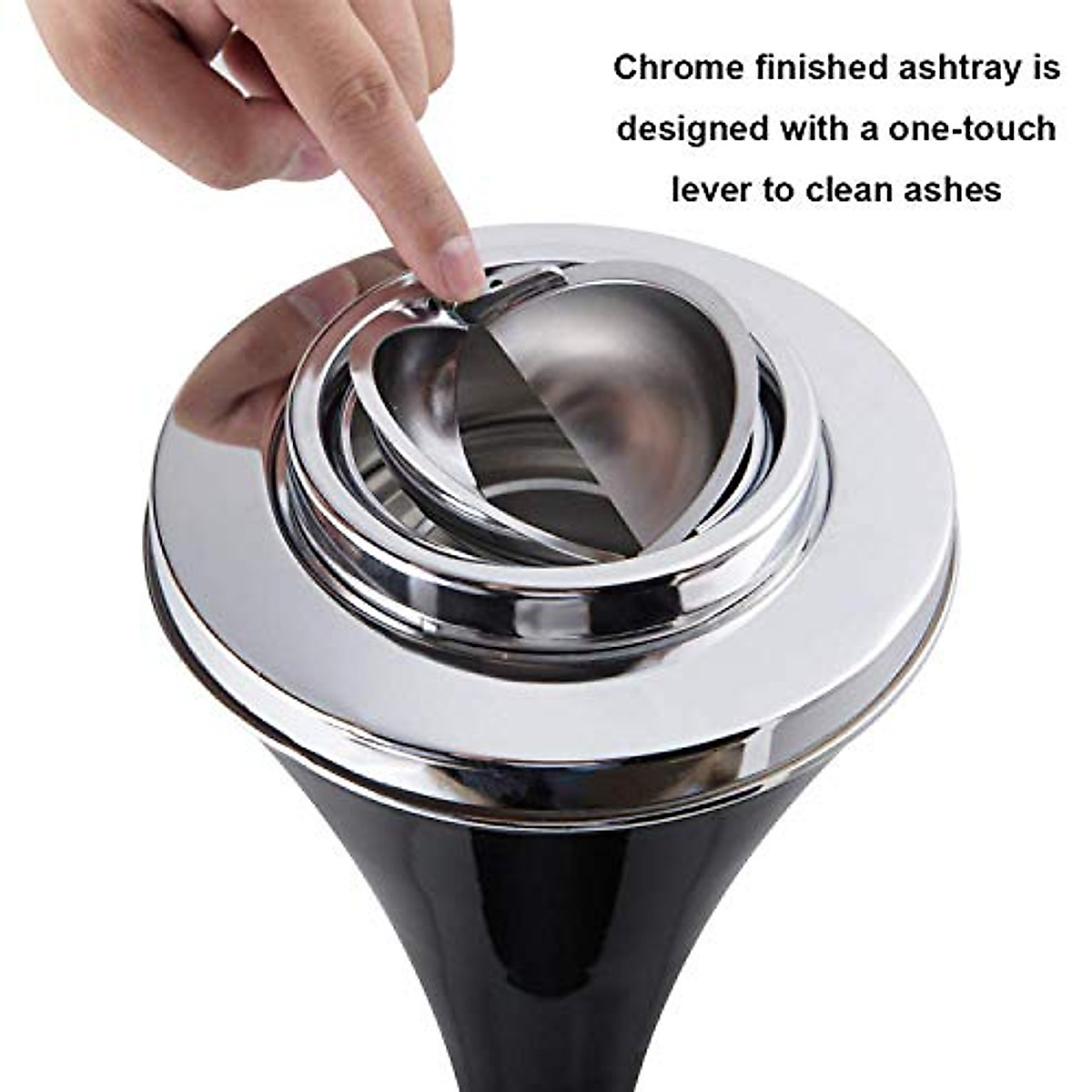 Floor Standing Ash Tray with Lid Stainless Steel Contemporary Self-Cleaning Smoking Ashtray Creative Smart Cigarette Detachable Ashtrays 23.5 High Patio Windproof Ash Holder for Indoor or Outdoor