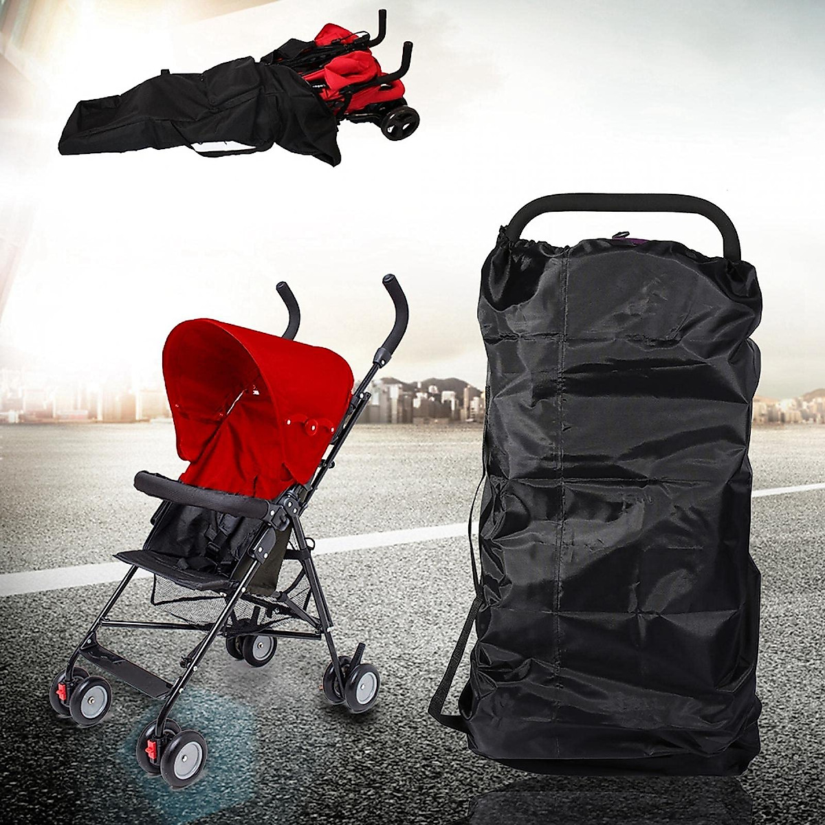 Large Pushchair Travel Bag,Tear Resistant Stroller Transport Bags,Buggy Foldable Carrying Storage Bag for Airport Driving Travel(Cart 1175333)