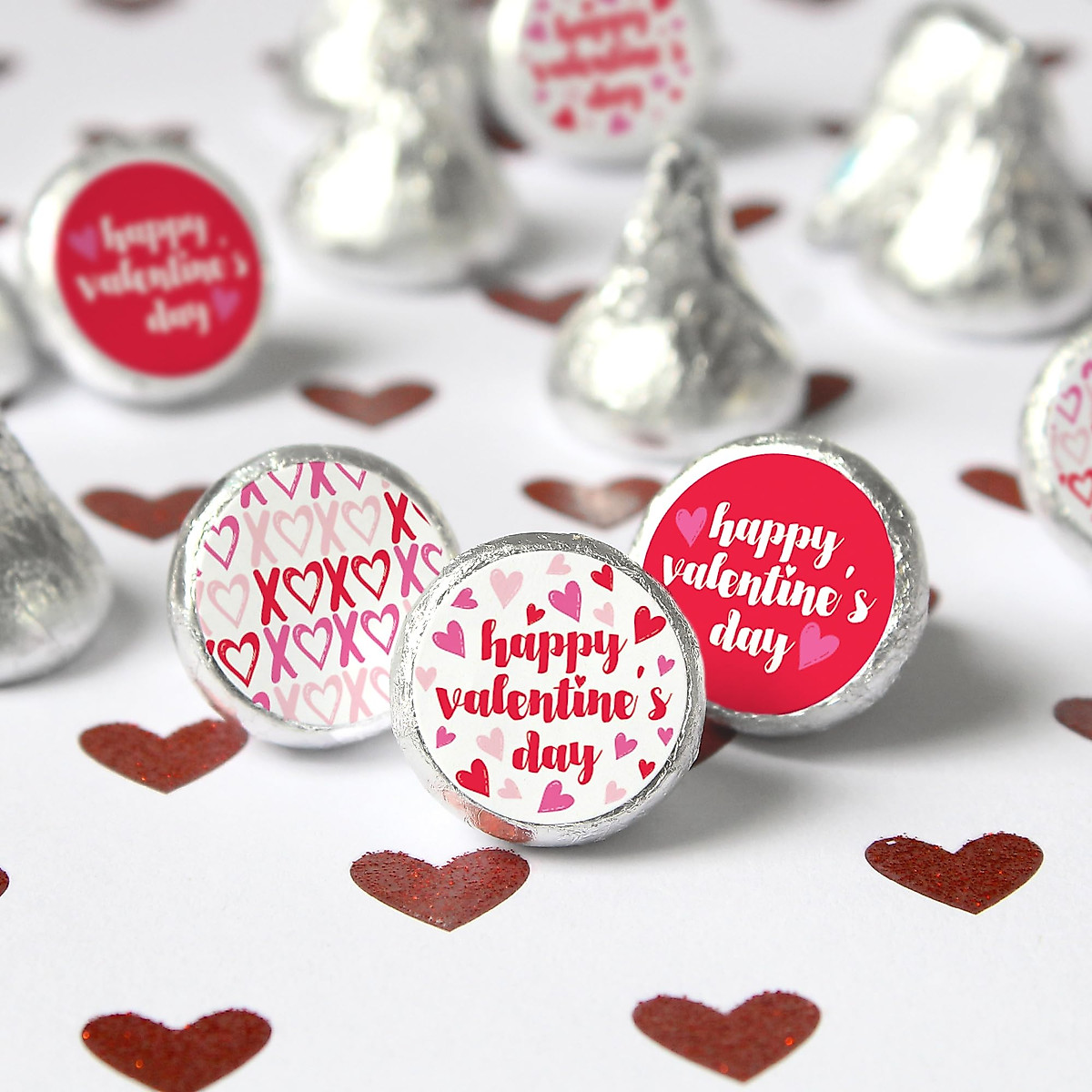 Valentine's Day Stickers for Kids, Valentine Label Stickers for Chocolate Kisses Candy - 180 Count