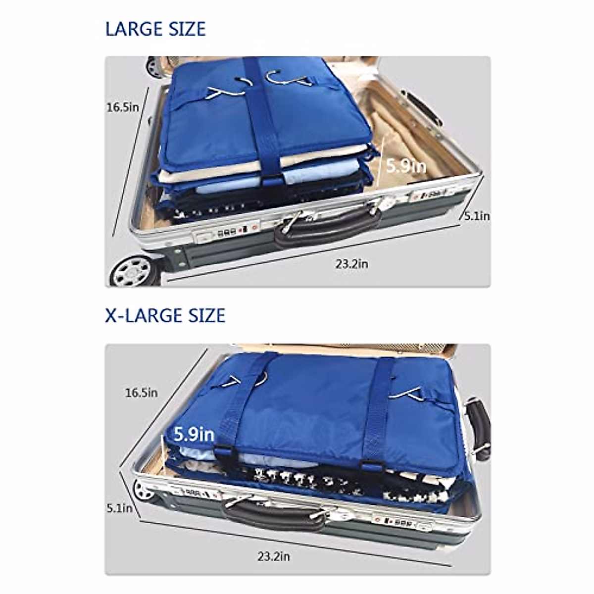 Tmzlier Portable Hanging 3-Shelf Travel Shelves Bag Packing Cube Organizer Suitcase Large Capacity Storage with 2 Hooks (Black, X-Large)