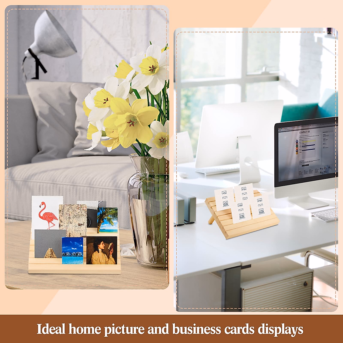 62 Pcs Wood Earring Display Stand 2 Set Earring Display for Selling Earring Display Holder with Earring Card for Selling(Wood Color)