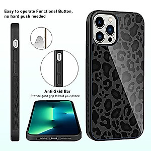 TEAUGHT Compatible with iPhone 13 Pro Case (2021) 6.1 inch, Cute Pattern Black Leopard + Screen Protector Tire Shockproof Cover, Designed for iPhone 13 Pro Case for Girls Women