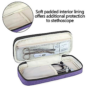 Teamoy Double-Layer Stethoscope Case-Compatible with Littmann Classic III/Cardiology IV, ADC, Omron Stethoscope,Stethoscope Carrying Case Storage Bag for Accessories,Purple