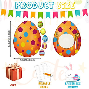 24 Pieces Easter Eggs Placemats Spring Easter Disposable Paper Table Mats Easter Eggs Shaped Party Supplies for Easter Party Funny Bunny Eggs Dinner Dining Table Decoration, 13 x 17 Inches