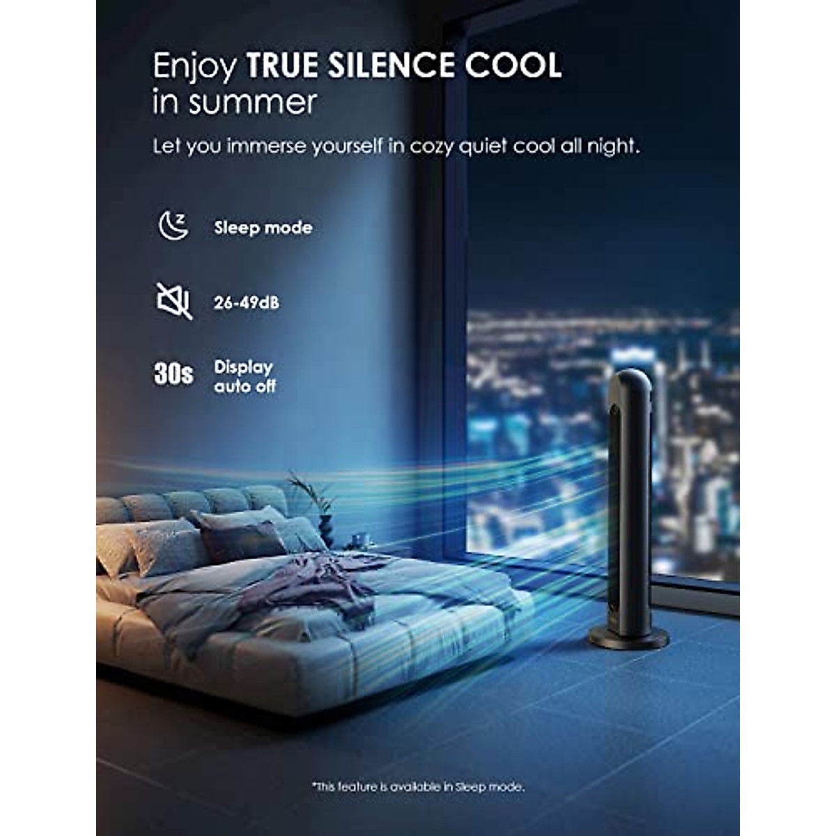 Oraimo Tower Fan 42 inch, 29ft Air Supply Distance, Quiet 120° Oscillating Fan with 12 Speeds, 4 Modes, 12H Timer, Standing Bladeless Tower Fan with Remote & Full LED Display, OHF-811A Wide-Wind Fan