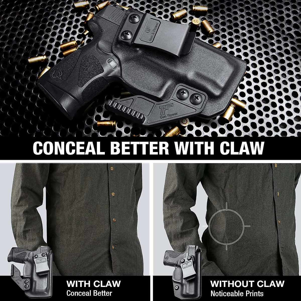 IWB Kydex Holsters Compatible with Taurus G2C/G3C, PT111 G2, PT140 Inside Waistband Concealed Carry IWB Holster for Taurus, Adj. Retention, Right Hand