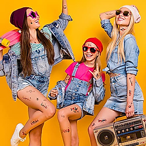 Konsait Music Notes Temporary Tattoos Creative Tattoos Stickers Red and Blue Music Notes Guitar Piano Music Feathers Fake Tattoos for Music Party Birthday Gift for Adults Music Favor