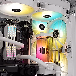 CORSAIR iCUE 7000X RGB Full-Tower ATX PC Case – Three Tempered Glass Panels – Spacious Interior – Easy Cable Management – 4x CORSAIR SP140 RGB ELITE Fans Included – White