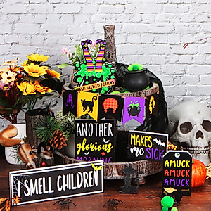 49PCS Halloween Tiered Tray Decor Farmhouse Rustic Tiered Tray Set 10Pieces Halloween Wooden Signs Halloween Decorations for Indoor Home Table Room Kitchen House, Tray Not Included