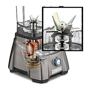 Cuisinart CBT-2000 3.5 Peak Hurricane Pro Blender, Gunmetal, Gun Metal & 7 Cup Food Processor by, 600-Watt Motor, White, DLC-10SYP1