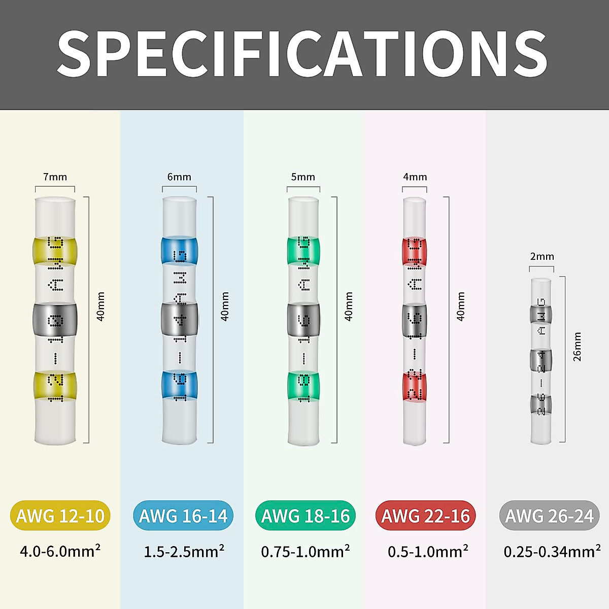 200Pcs Waterproof Solder Seal Wire Connectors, 18-16 Gauge Green Heat Shrink Butt Connectors for Electrical Marine, Automotive and Wiring Terminal Splices