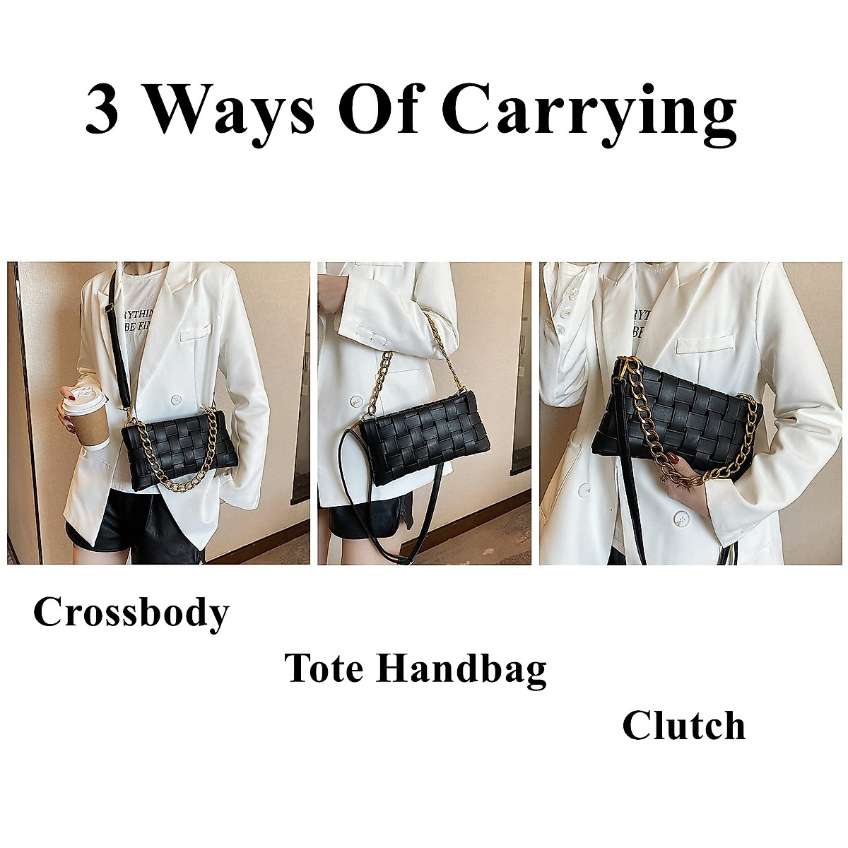 COFIHOME Women’s Braided Shoulder Bag Purses and Handbags Crossbody Flapper Braided Satchel Clutch Evening Bag