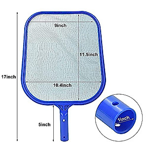 Swimming Pool Brush with Pool Skimmer Net Kit,17.5" Aluminum Pool Cleaning Brush with Nylon Pool Bristles, Heavy Duty Pool Fine Mesh Frame Net, Pool Cleaner Supplies(Pole not Included)