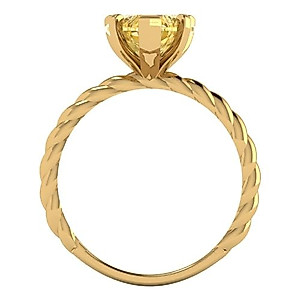Clara Pucci 2ct Heart Cut Solitaire Rope Twisted Knot Natural Yellow Citrine Engagement Promise Anniversary Ring 18K Yellow Gold 10.5