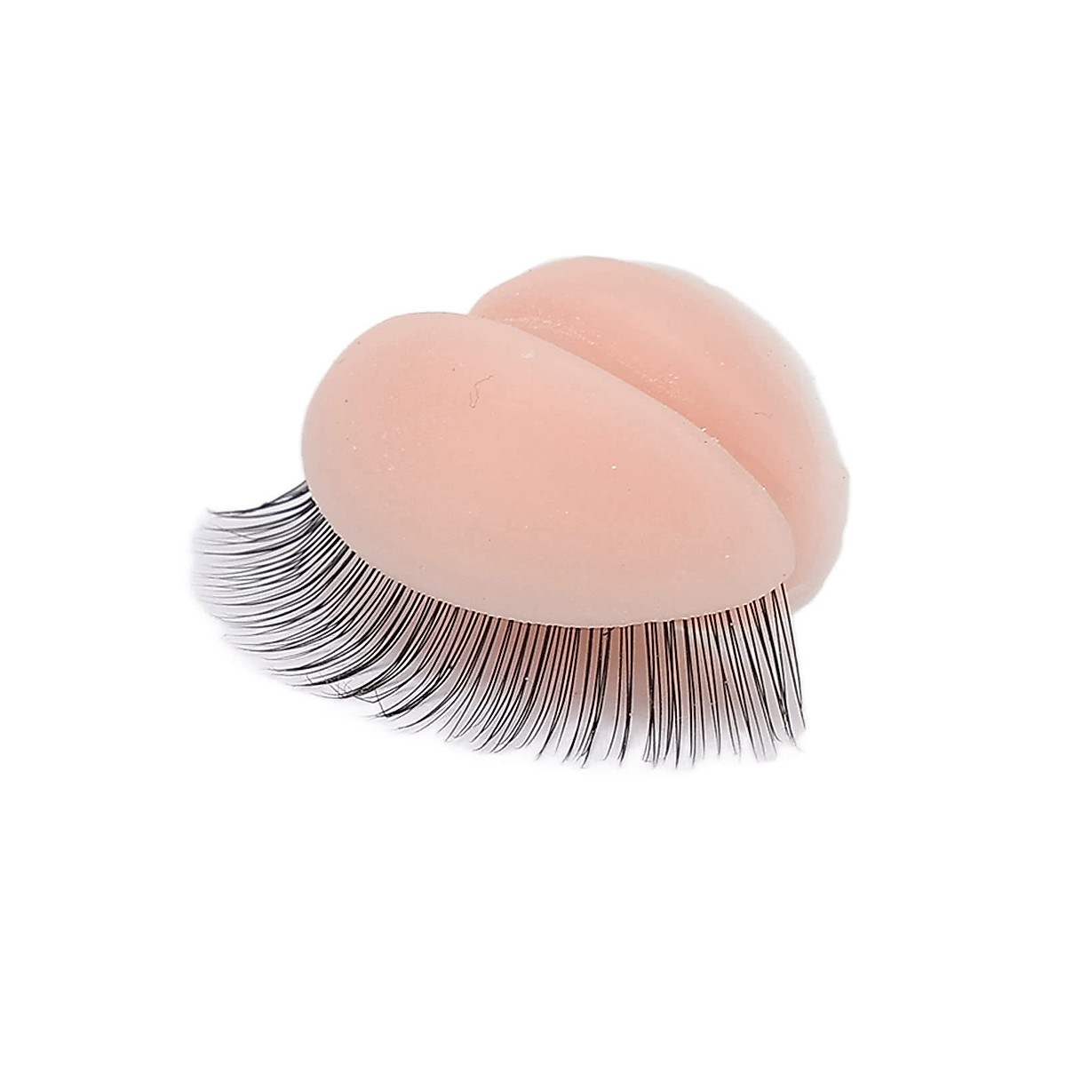 3 Pairs Replaced Eyelids Silicone Double Eyelashes Replacement Eyelids for Mannequin Head Practice Removable Eyelids with Double Layer Eyelashes Eyelash Extension Practice Eyelid (Pink)