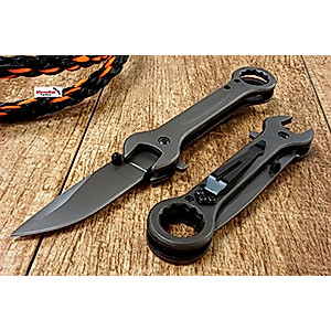 NEW 7.5" Rainbow Wrench Tactical SPRING ASSISTED Open FOLDING POCKET KNIFE Multi-Tool 4 Colors Gold Rainbow Blue Gray Stainless Steel Blade Great Gift for Boyfriend or Husband (Gray)