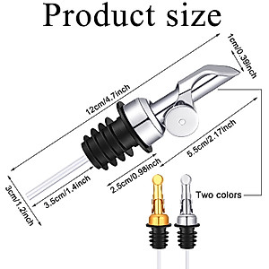 Lauwell 8 Pcs Weighted Stainless Steel Pourer Glide Pourer Free Flow Liquor Bottle Spouts Set Olive Oil Dispenser for Bar Vinegar Syrup Juice Whiskey Beverage, Gold, Silver