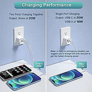 USB C Wall Charger Block, Costyle 4 Pack Dual Port PD 20W USB C Power Adapter Fast Charge Type C Wall Charger Plug for iPhone 14 13 12 11 Pro Max SE XR XS Pad 8 7 Plus, Pixel 7 Pro 6A, Samsung Galaxy