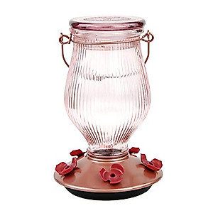 Perky-Pet 9104-2 Rose Gold Top-Fill Glass Hummingbird Feeder Rose Gold 24 oz Capacity