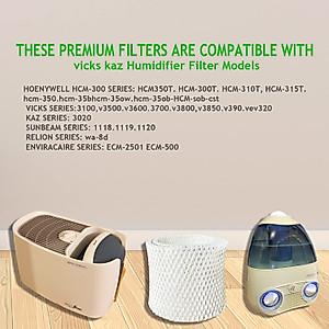 Humidifier Wicking Filters Hisiruil 4 Pack Premium Replacement Filter for Vicks Filter WF2 Humidifier V3100, V3500, V3500N, V3600, V3700, V3800, V3850, V3850JUV, V3900, HCM-300T, HCM-315T, HCM-350
