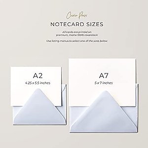 Personalized Stationery Flat Notecards w/Envelopes (A2 & A7) - Block Print Flat Cards and Envelopes w/Custom Name, Text, & More - Stationery Thank You Cards - Classy Desk Supplies - Minimalist Flat