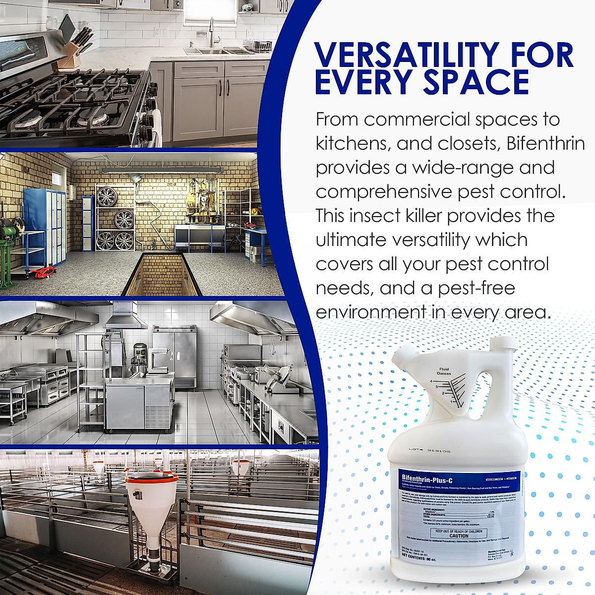 Bifenthrin-Plus-C Insecticide Termiticide (96 oz) | Roach Killer, Termite Treatment, Ant Control & Mosquito, Wasp Spray | Home Defense Pest Control | Residential, Commercial & Industrial Use