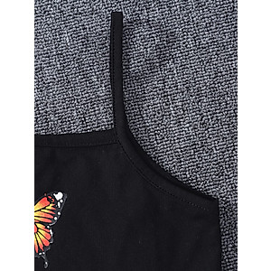 SOLY HUX Girl's Butterfly Print Cami Tops & High Low Hem Short Sleeve T Shirt with Sweatpants 3 Piece White Butterfly 10Y