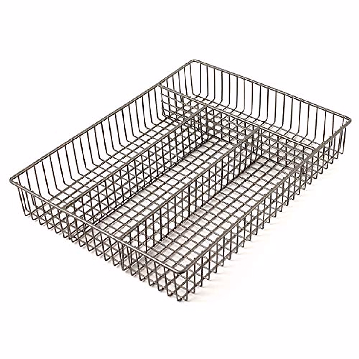 Spectrum Grid Modern Farmhouse Organizer & Utensil Holder, Rustic Kitchen Storage & Cutlery Tray, Silverware Drawer Organizer, Small, Satin Nickel