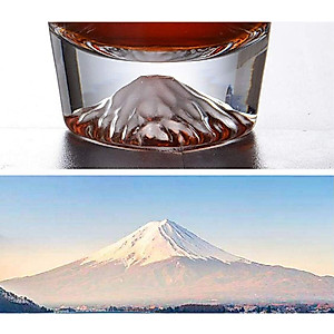 Maya Star Japanese-Style Clear Whiskey Scotch Whiskey Brandy Whiskey Cocktail Glass - Mount Fuji Three-Dimensional Cup Dottom A1, Transparent