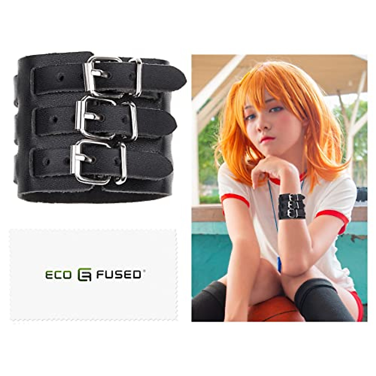 Eco-Fused Cosplay Punk Gothic Medieval Leather Wristband - Vintage, Viking, Steampunk, Rock Cuff Bangle - Unisex Bracelet - For Men and Women