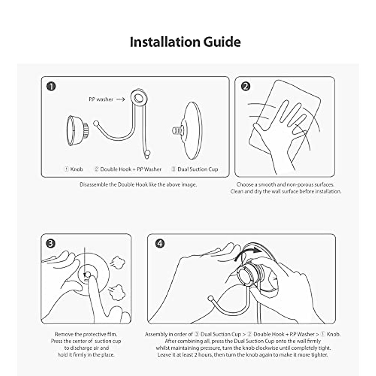 COELO Heavy Duty Vacuum Suction Cup Double Hook Hanger Stainless Steel