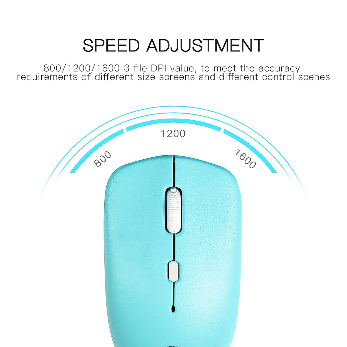 RECCAZR Wireless Keyboard and Mouse Combo, Full-Sized Wireless Keyboard and Adjustable DPI Mouse, 2.4GHz USB Receiver, Wireless Keyboard and Mouse for PC, Windows, Desktop, Laptop (Blue)